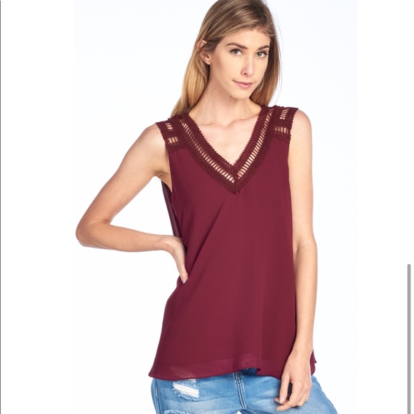 Tops | Stitch Fix Maroon Crochet Tank | Poshmark